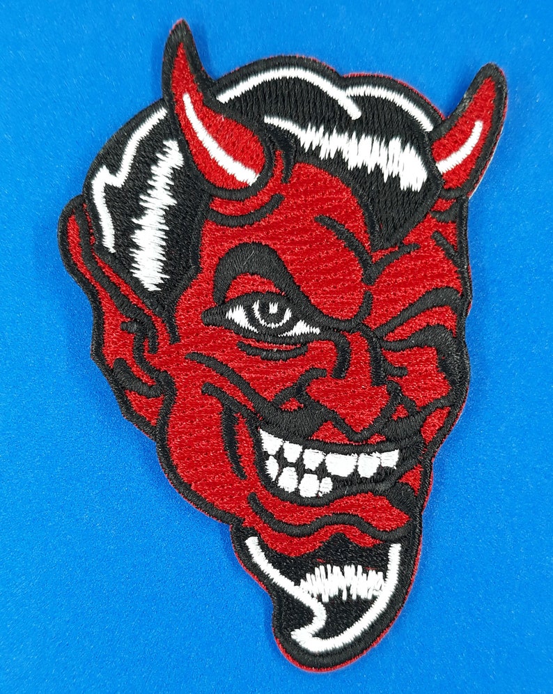 Smiling Winking Devil Satan Retro Iron on Sew on Embroidered - Etsy