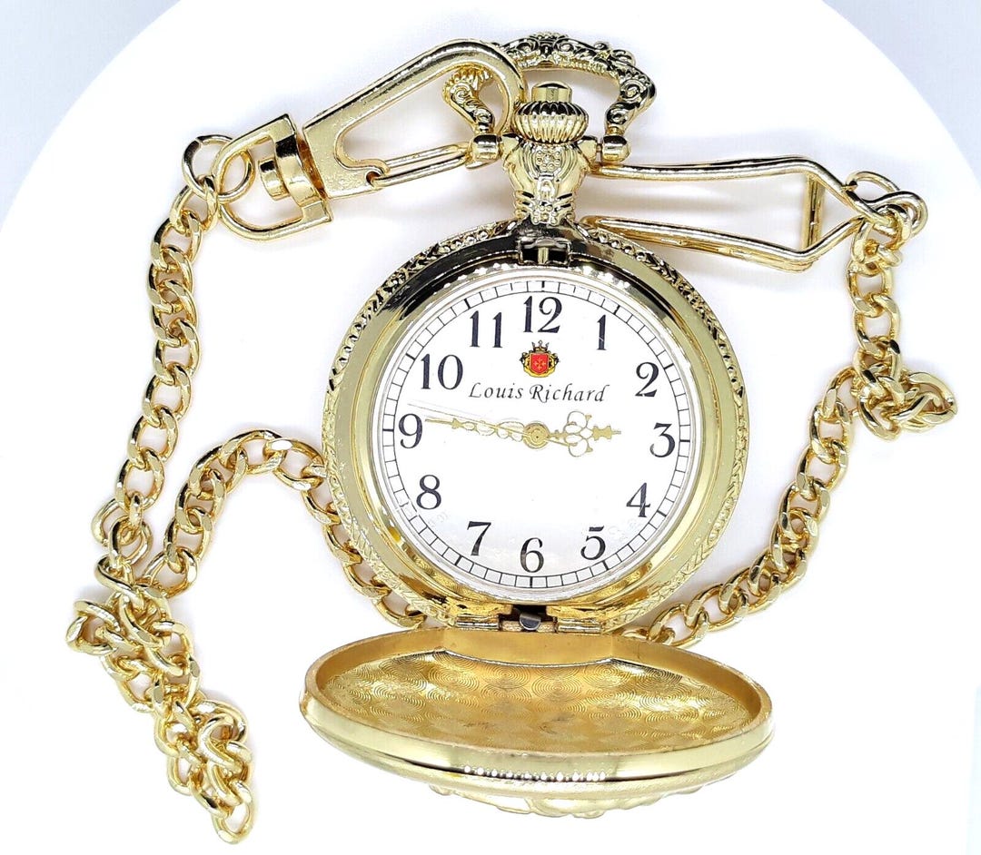 Louis Richard Pocket Watch - Railroad Style - Gold Tone Quartz Movement ...