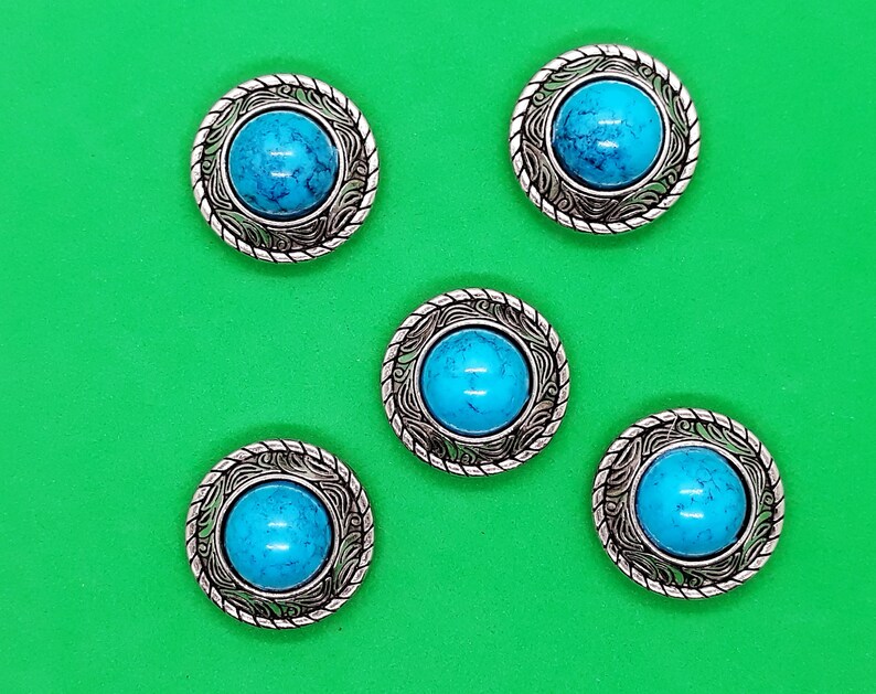 Western Style Large Bead Faux Turquoise Concho / Conchos 1 Inch Five ...