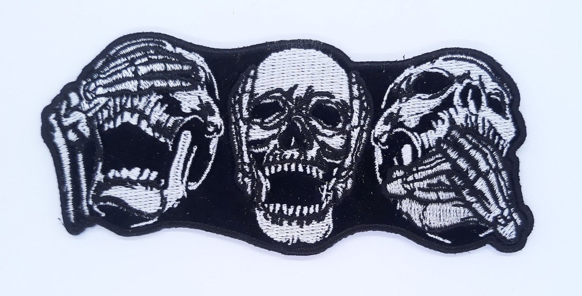 3 Skulls See No Evil Hear No Evil Speak No Evil Sew-on Iron-on | Etsy