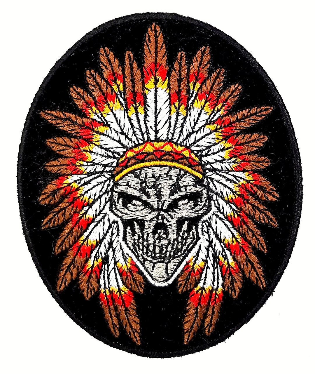 Native American Chief Skull Oval Iron on Embroidered Patch 3.3"x 4" - Etsy