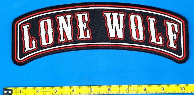 Lone Wolf Red & White Border Rocker Style Large Iron on Sew on Patch ...