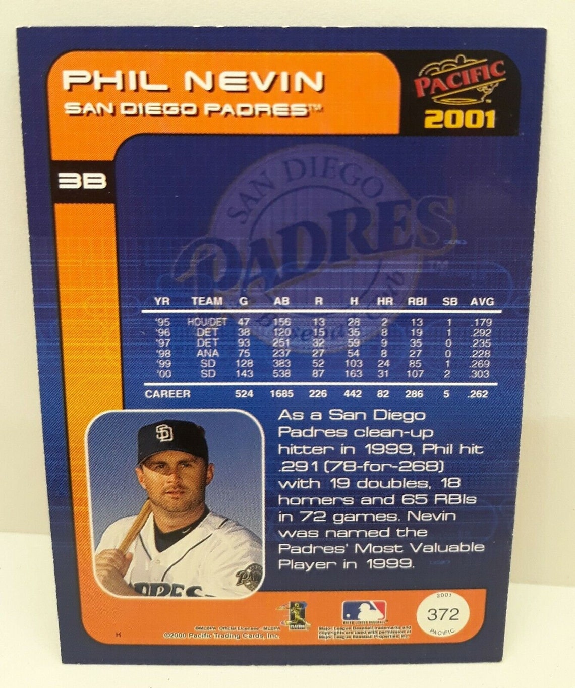 Phil Nevin PSA/DNA Authentic Signed Baseball & 2001 Pacific #372 Card ...