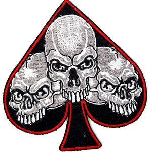 Ace of Spades With 3 Skulls Iron on Embroidered Patch 3 1/4"x 3 1/2" - Etsy