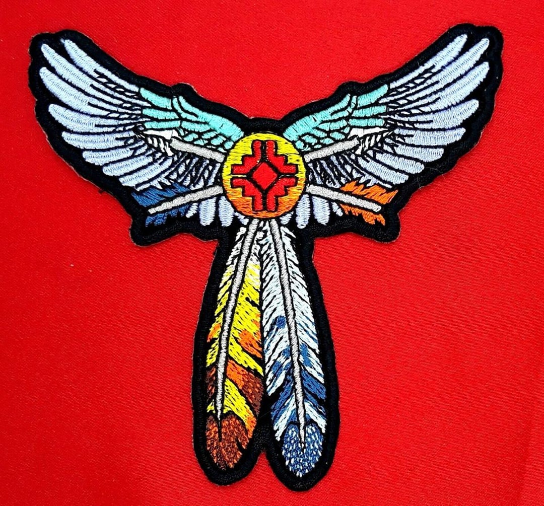 Native Style Wings Feathers Arrows Iron on Sew on Embroidered Patch 4"x ...