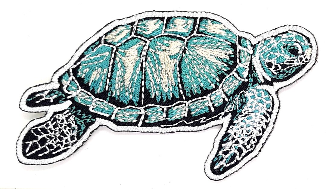 Sea Turtle Iron on Sew on Embroidered Patch 3 1/2" X 2" - Etsy