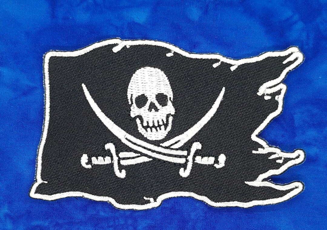 Jolly Rogers Pirate Flag Iron on Sew on Embroidered Patch 3 1/2"x 2 1/4 ...