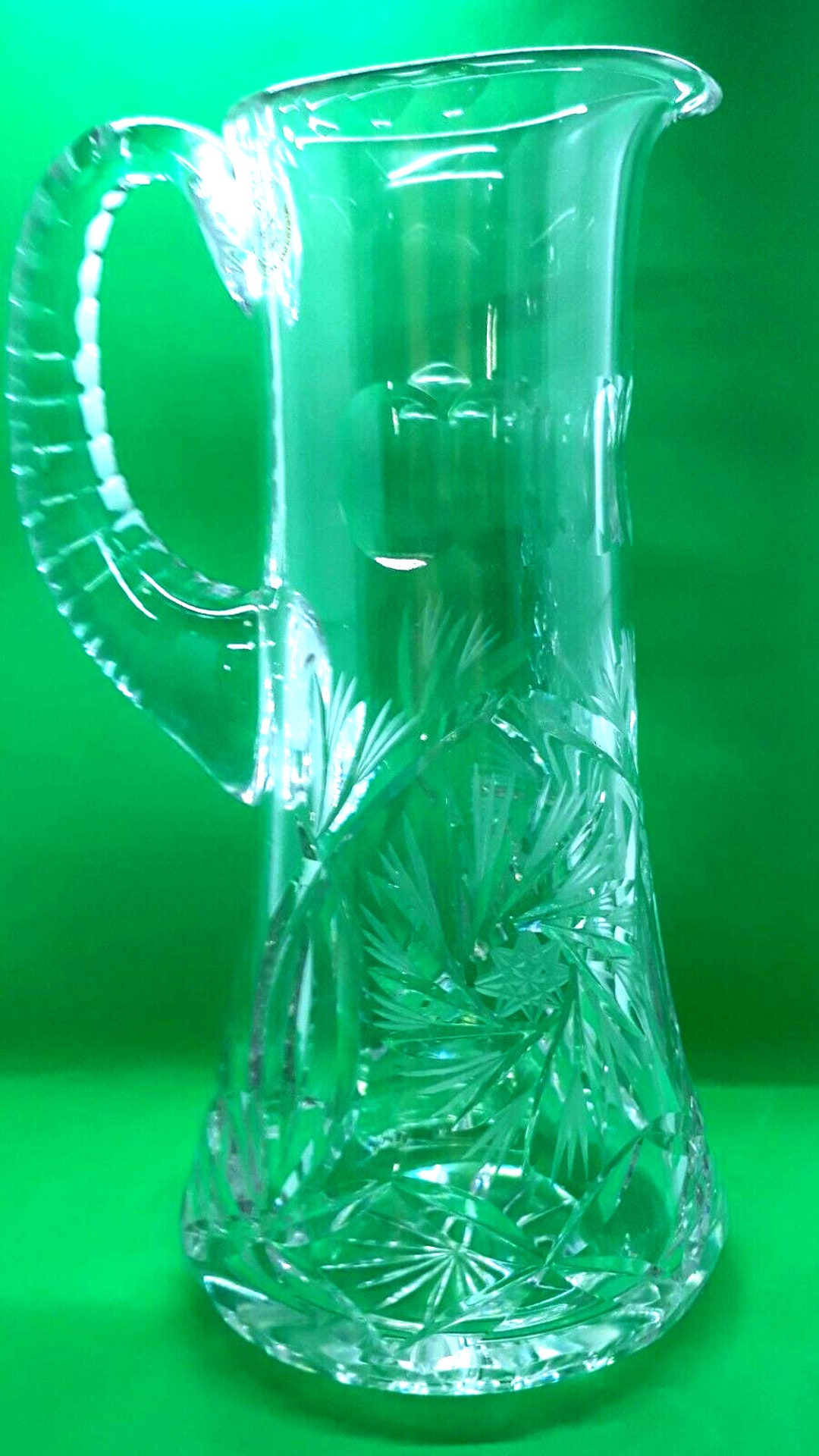 Hand Cut 24% Lead Crystal Pitcher Made in Poland Crystal Clear Ind. 10 ...