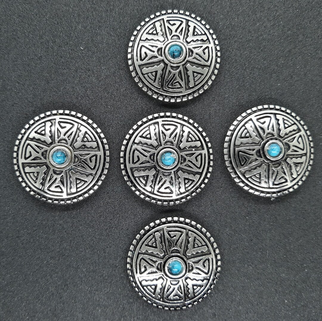 Southwest Style Cross Concho / Conchos 1 1/8" Five Count Turqouise ...