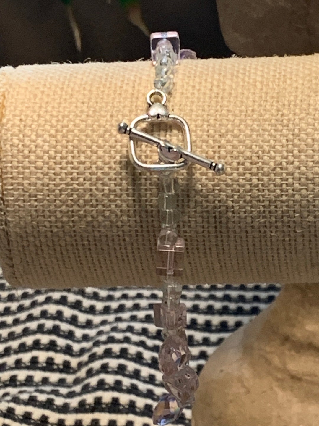 Handcrafted Pink, Clear Square Teardrop Bracelet - Etsy
