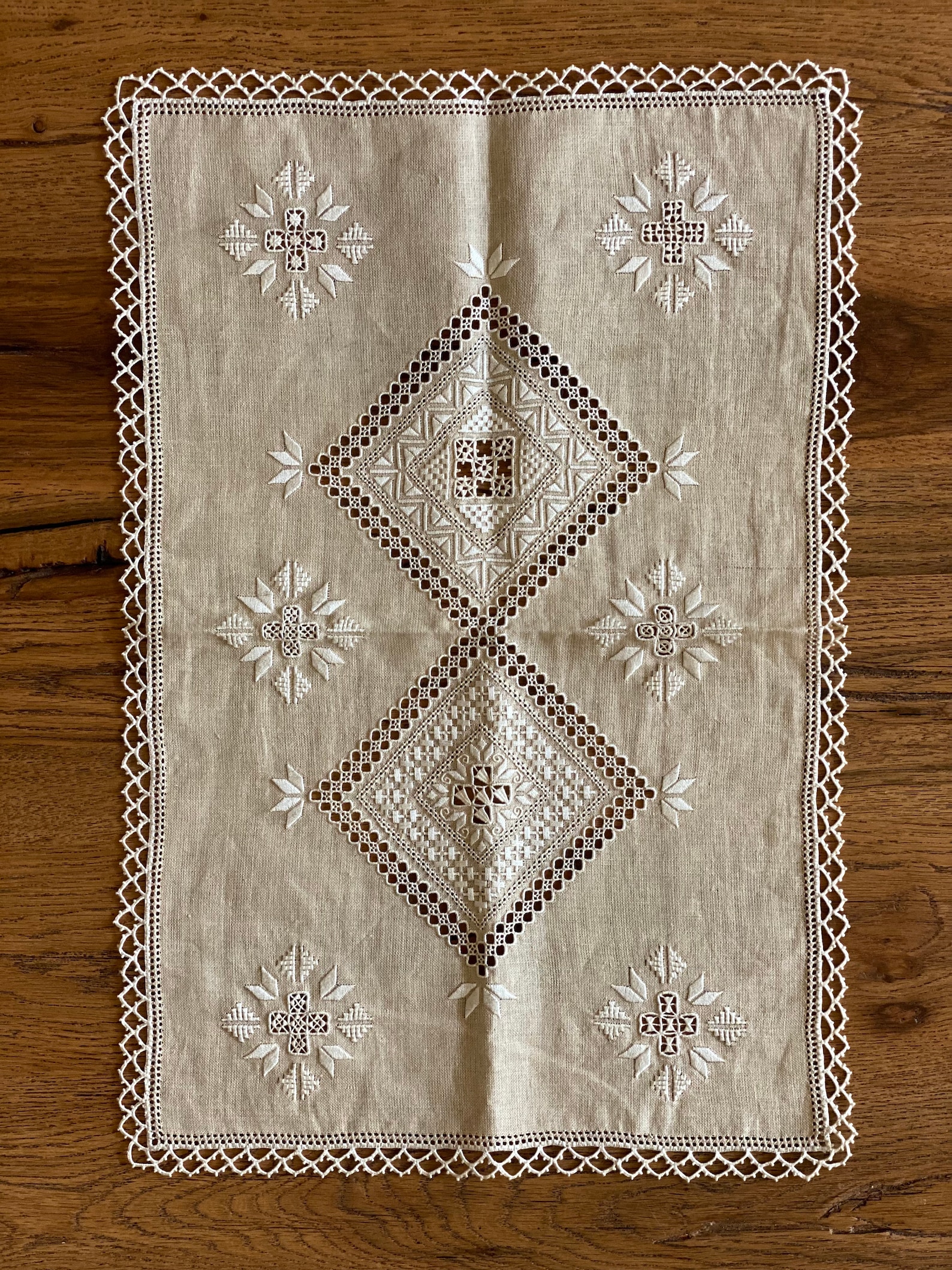 Lefkara Laces Rectangular Table Cloth, Beige and White Design, Traditional Cypriot Lefkaritika ...