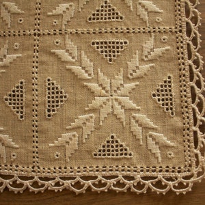 Lefkara Laces - Square Table Cloth, Beige and White Detailed Design ...