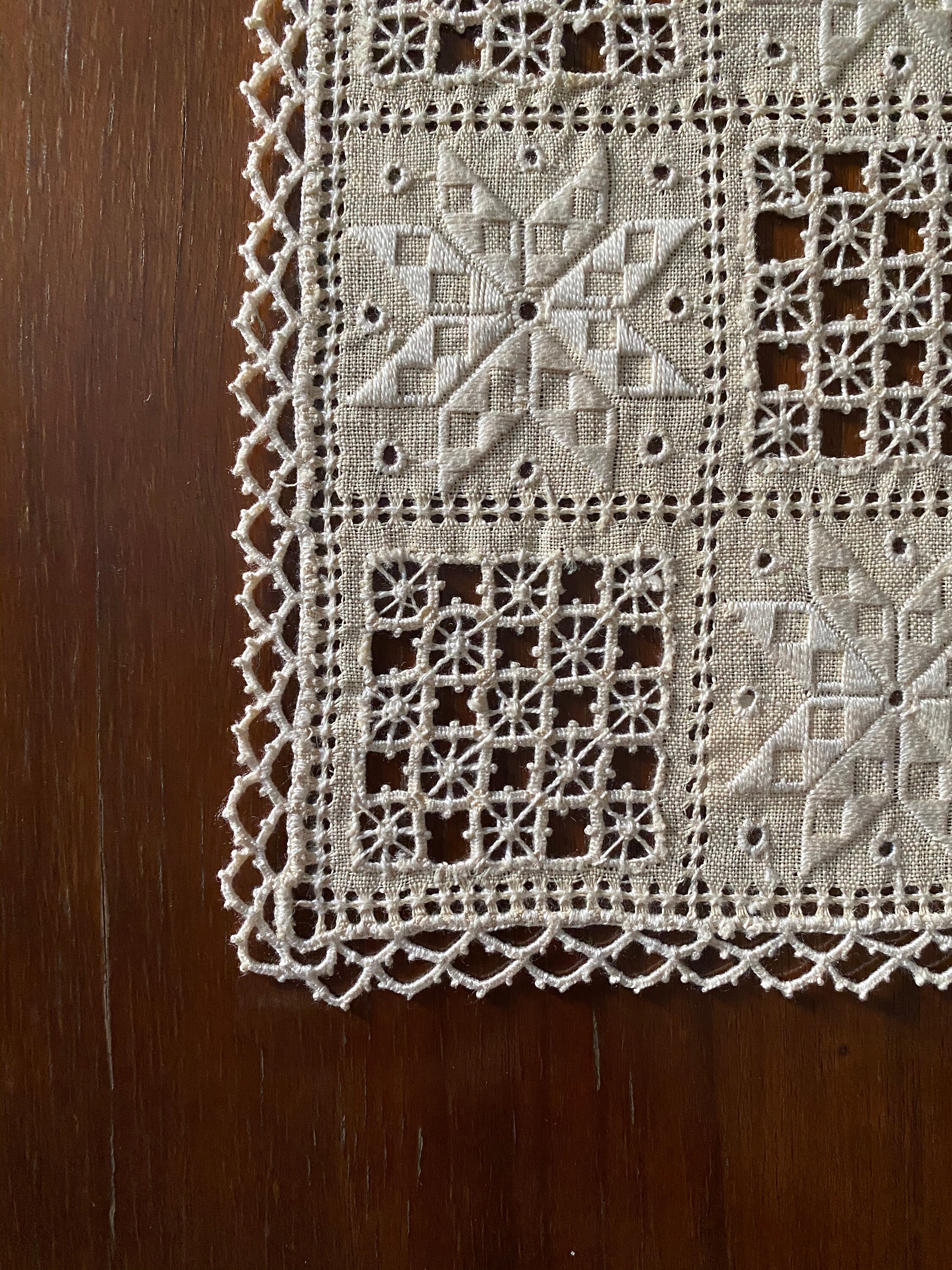 Lefkara Laces Square Table Cloth, Beige and White Design, Traditional ...