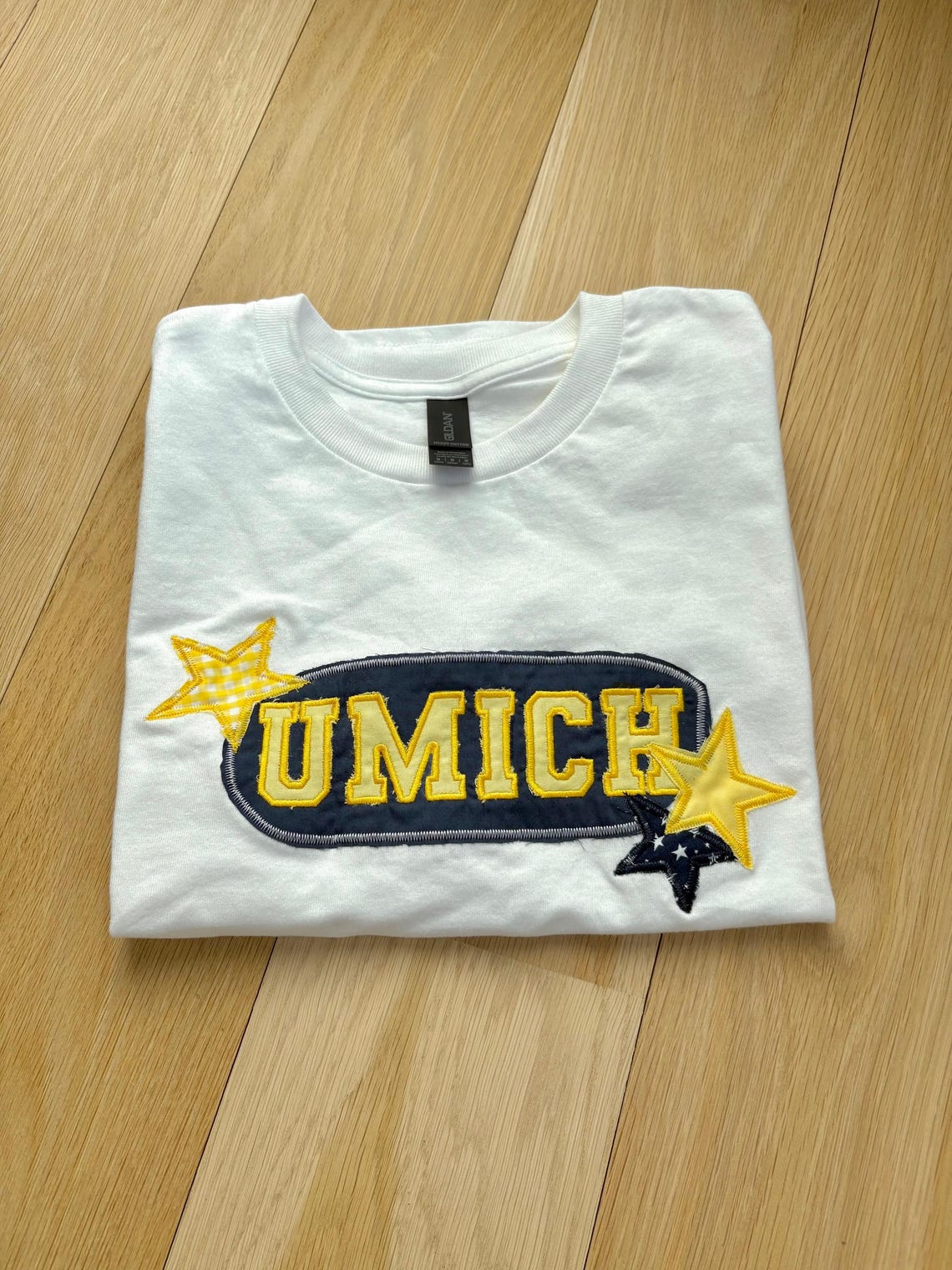 UMICH College Custom Tailgate T-shirt Embroidered Patchwork University ...