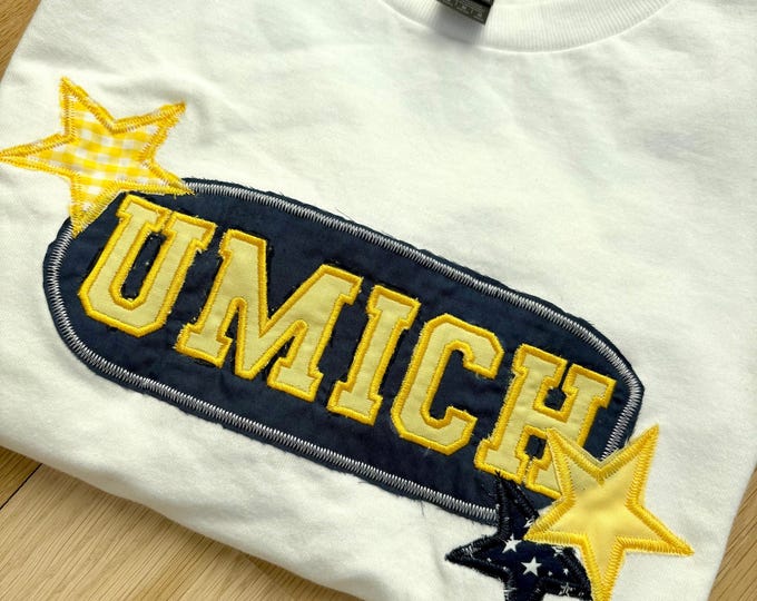 UMICH College Custom Tailgate T-shirt Embroidered Patchwork University ...