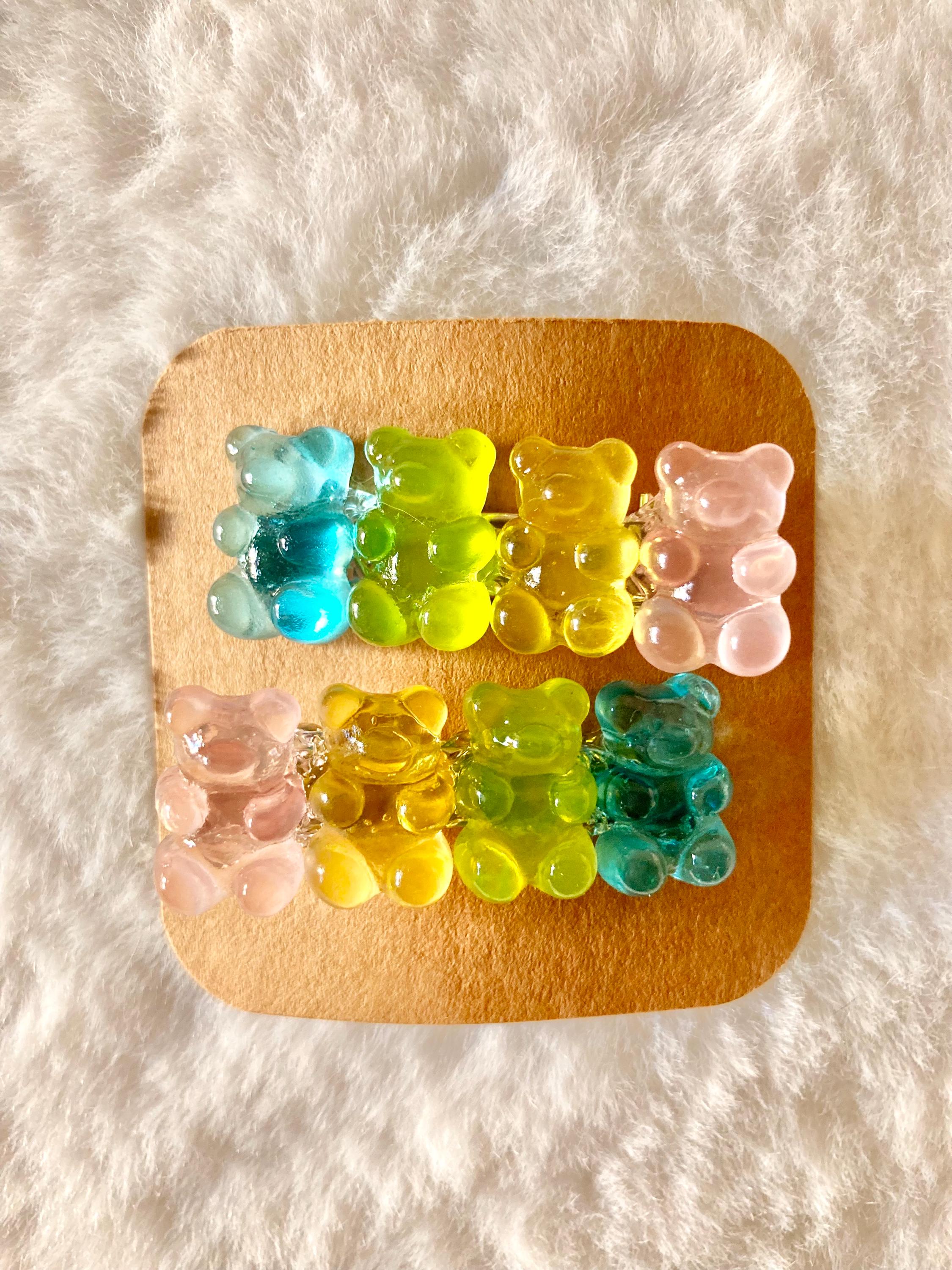 Sold as A Pair – Candy Color Gummy Bear Hair Barrettes – Daily ...