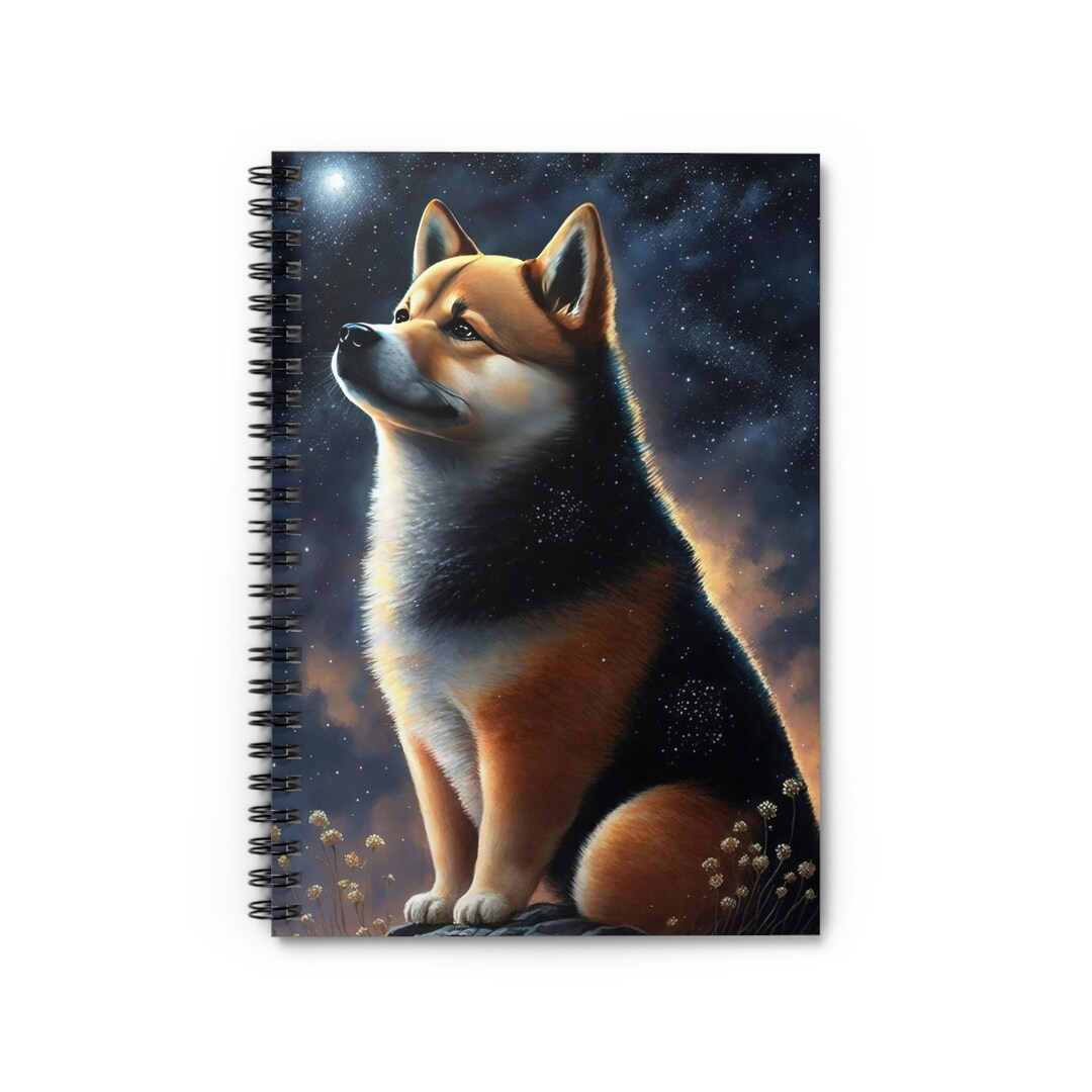 A Shiba Inu Staring at the Stars Spiral Notebook Ruled Line - Etsy