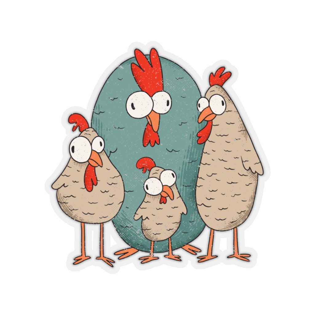 Crazy Chicken Kiss-Cut Pegatinas Pegatina transparente | Etsy