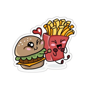 Fast Food Love - Kiss-cut Stickers - Anniversary Sticker - Valentines ...