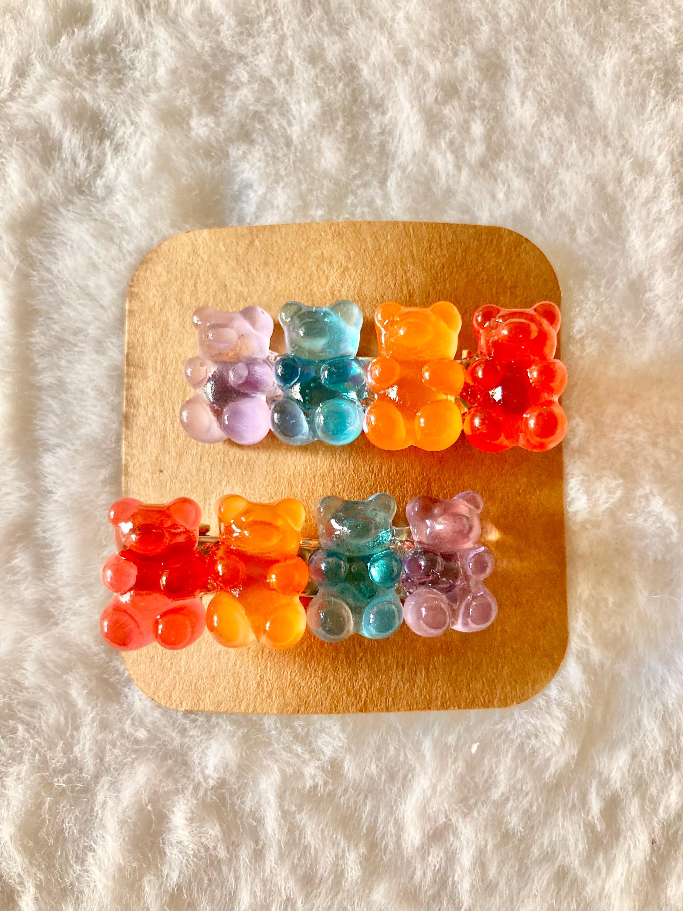 Sold as A Pair – Candy Color Gummy Bear Hair Barrettes – Daily ...
