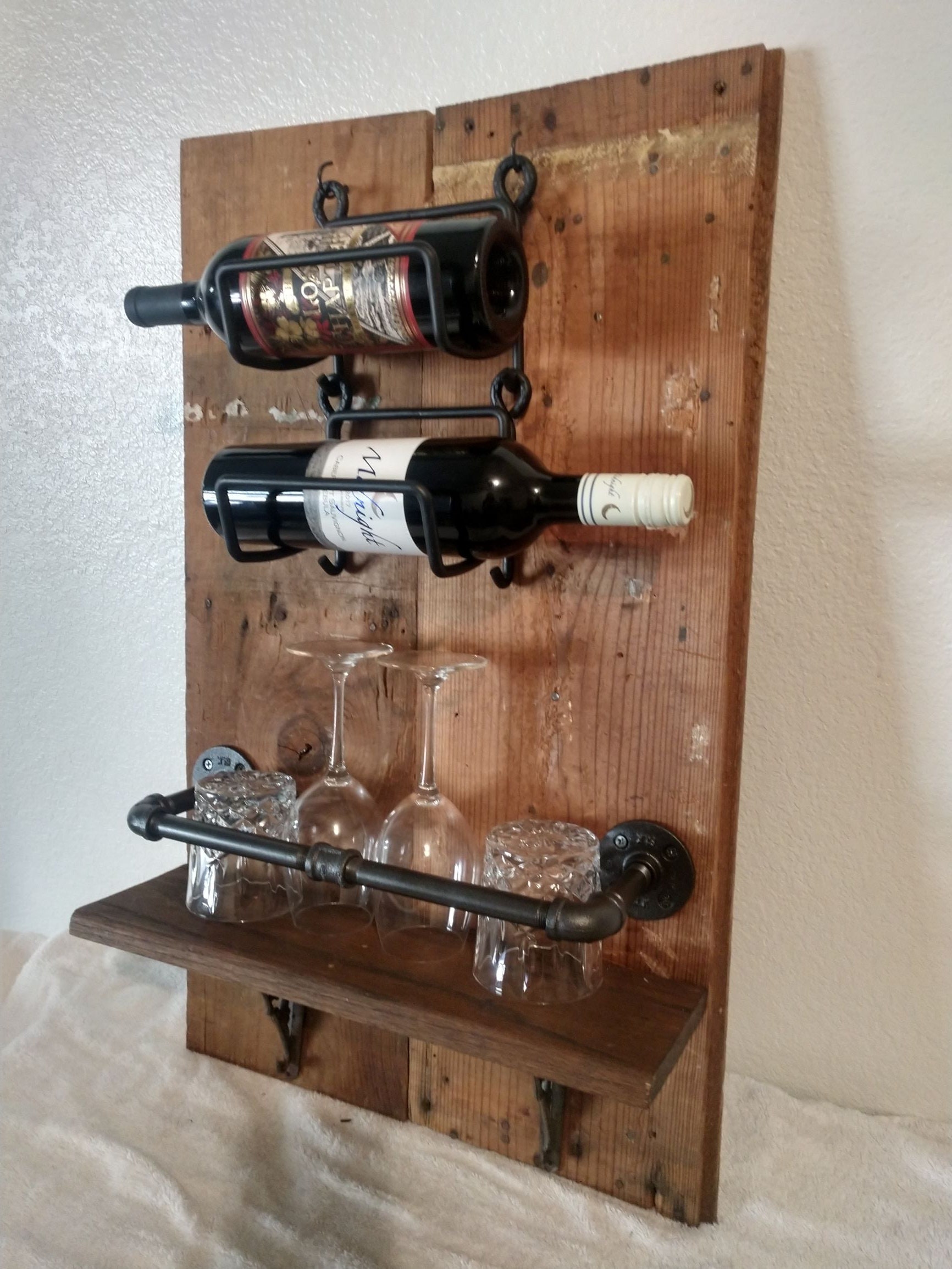 Industrial Reclaimed Wood Wine Rack - Etsy