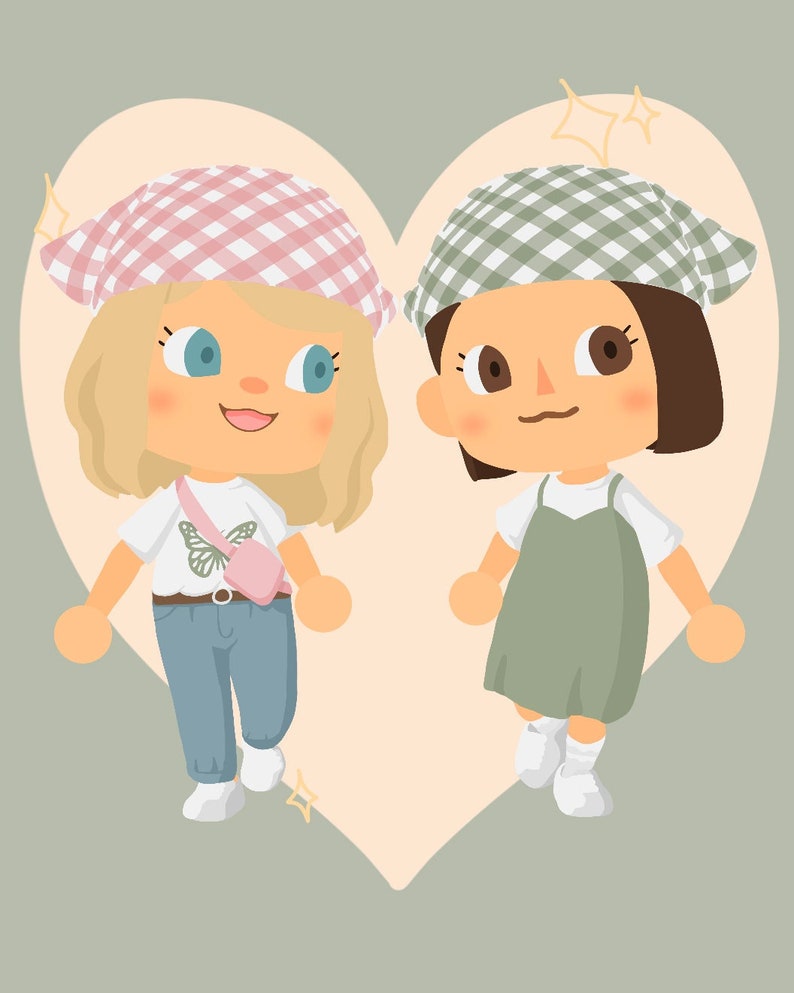 Custom ACNH Portrait Drawing Pet Portraits Couple - Etsy