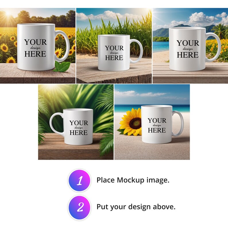 Mug Mockup Bundle Summer 5 Coffee Cup Mug Photo Graphic Design Mock up ...