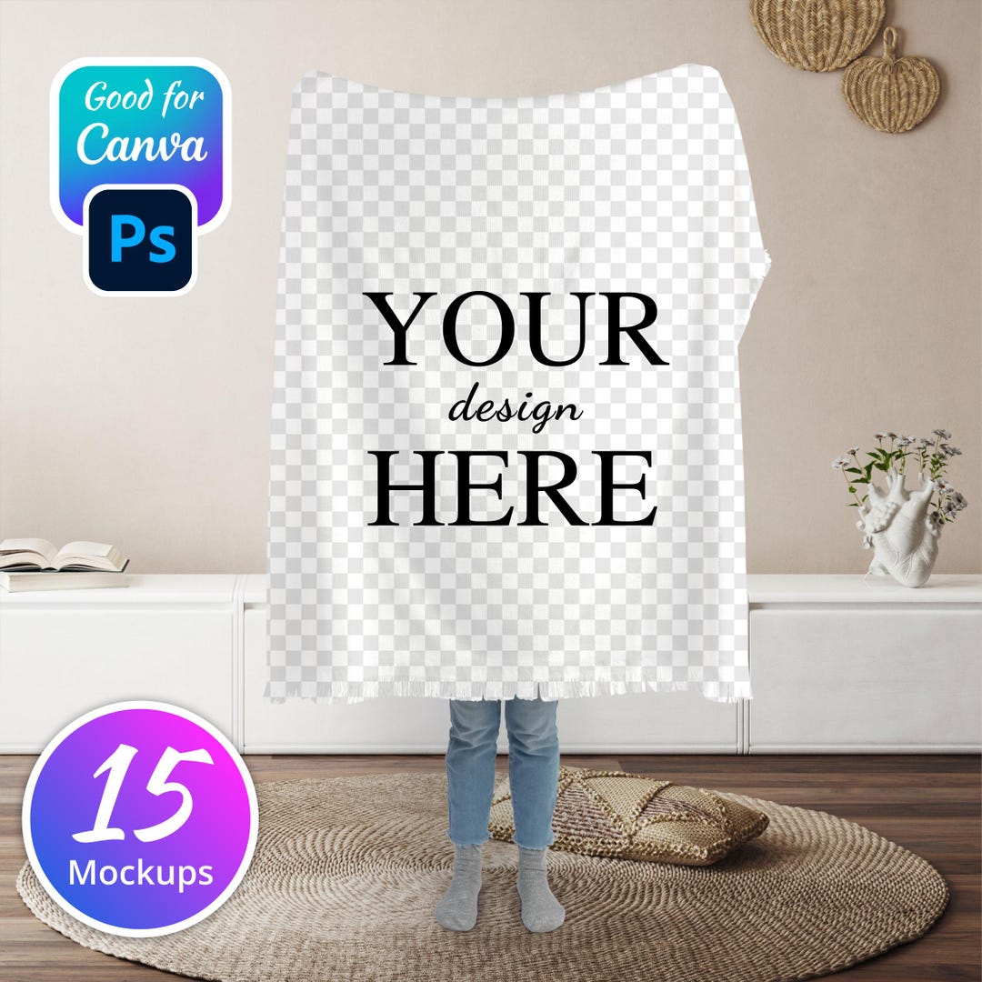 15 Blanket With a Fringe Mockups | Textile Blanket | Mockup Bundles ...