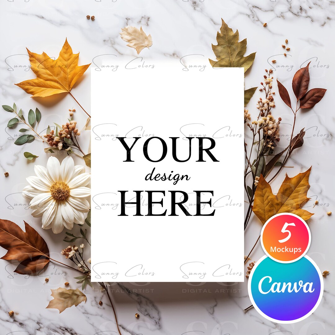 Fall Invitation Boho Mockups Bundle, Card Mockup Bundle, 5x7 Mockups ...