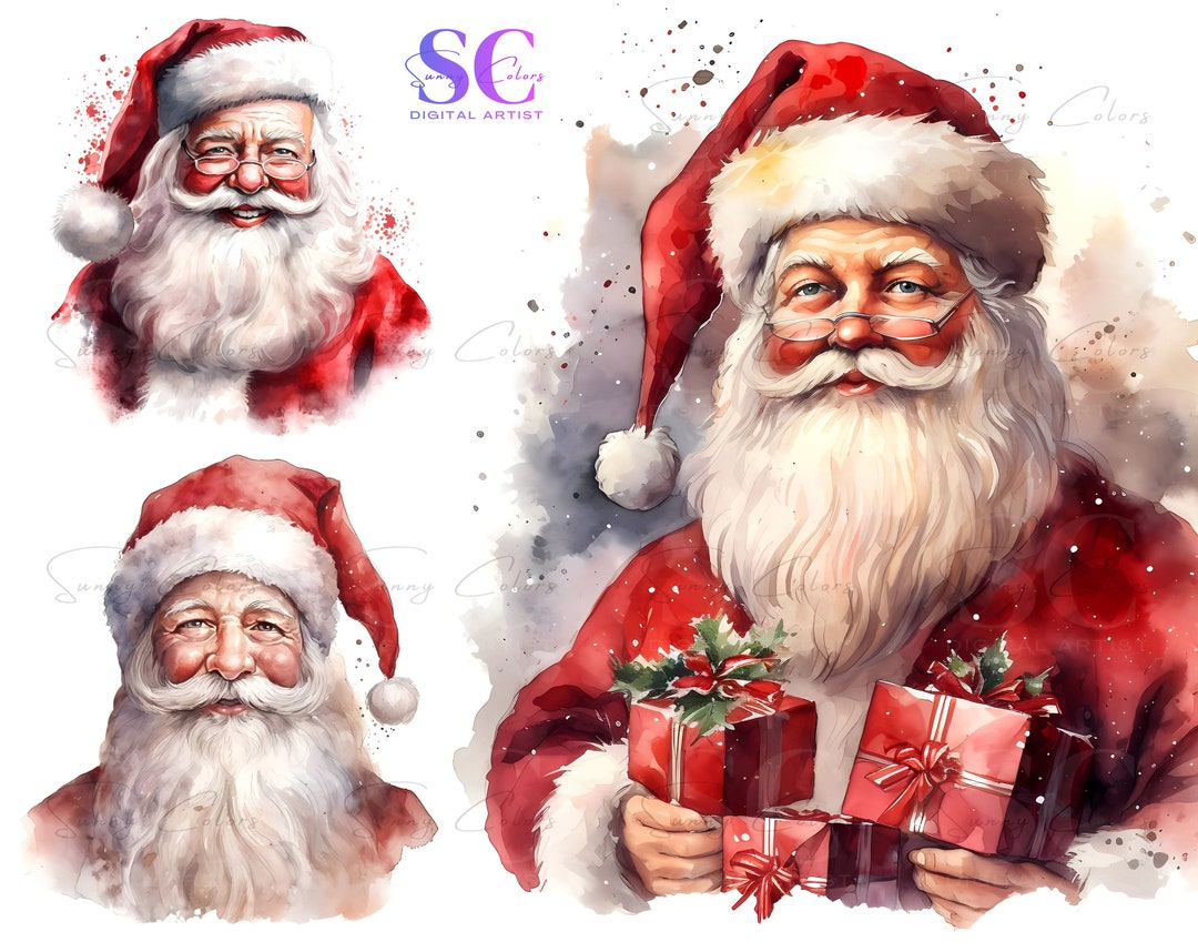 Santa Claus Christmas Clipart Sublimation Bundle, 15 High Quality ...
