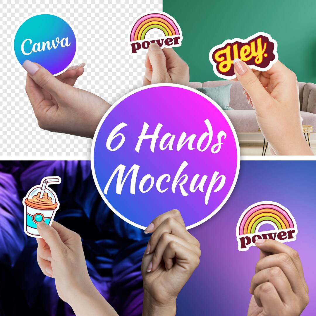 Sticker Mockup HANDS Backgrounds 6 Sticker (Download Now) - Etsy