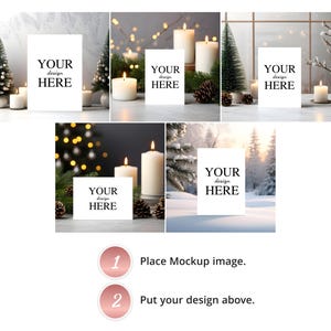 5 Christmas Winter Cards & Invitation Mockups, Card Mockup Bundle, 5x7 ...