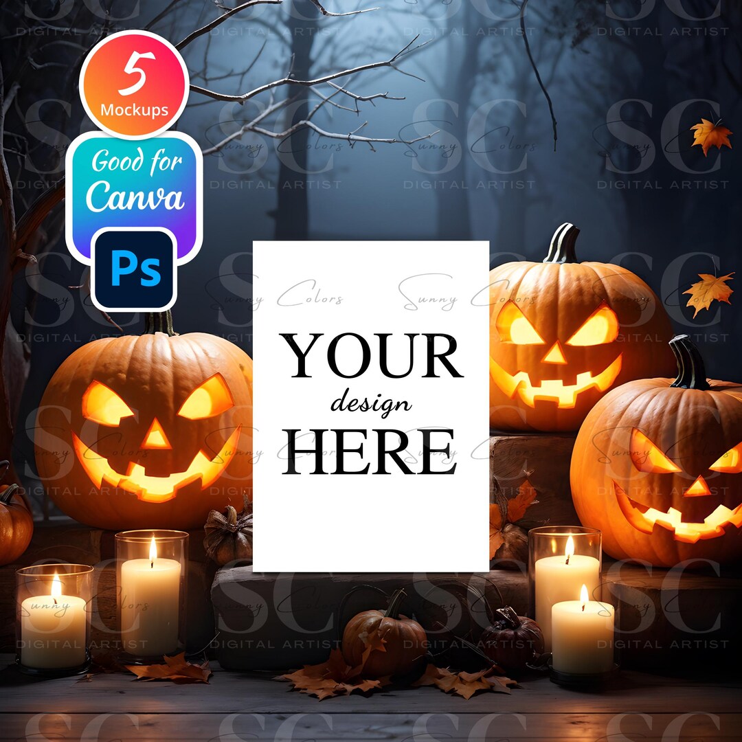 Halloween Cards Mockups Bundle, Card Mockup Bundle, 5x7 Mockups, Fall ...