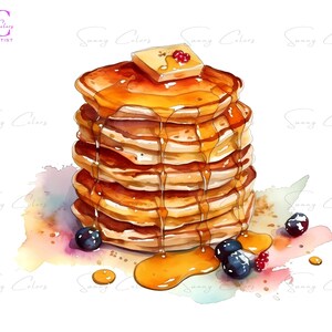 Watercolor Pancake Clipart Bundle, 15 High Quality Sublimation Jpgs ...
