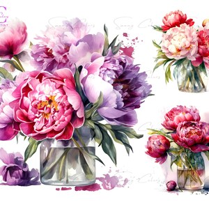 Floral Peony Clipart Bundle, 15 High Quality Sublimation Jpgs ...