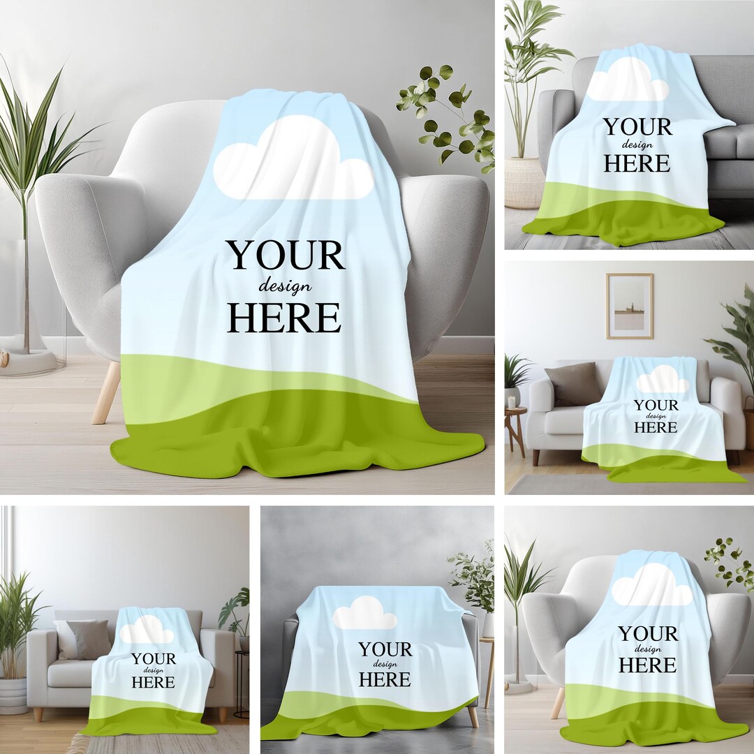 5 Blanket Mockups Bundle | Fleece, Sherpa, Velveteen Plush, Microfiber ...