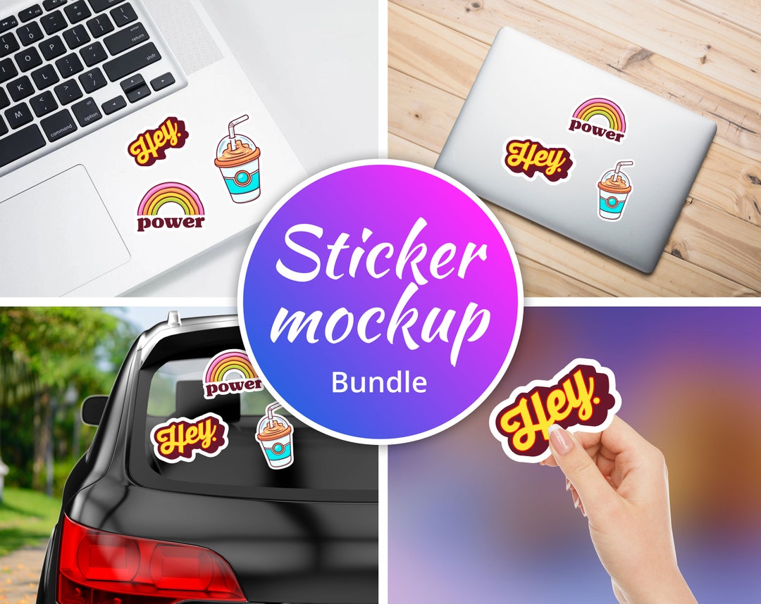Sticker Mockup Bundle Laptop Mock up Sticker Mockup Hand, Sticker ...