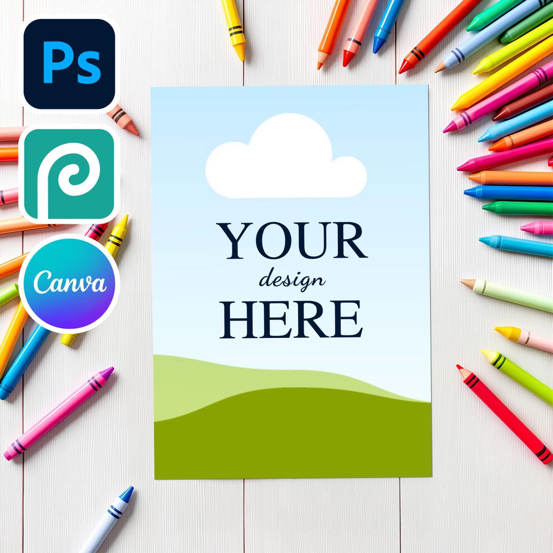 Coloring Page Mockup for Canva and Photoshop | Photopea Template,color ...