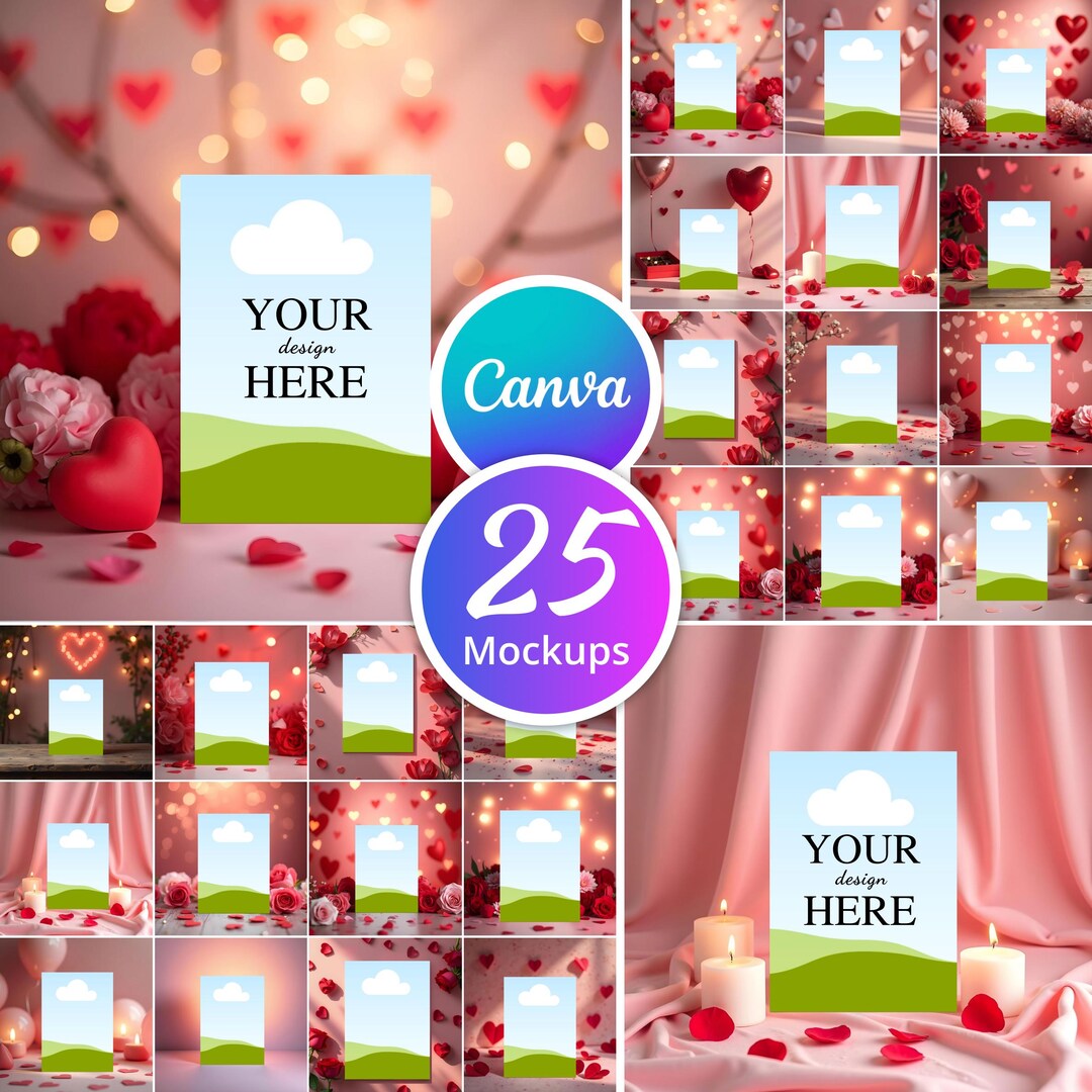 25 Valentine's Day Card Mockups, CANVA TEMPLATE LINK, Card Mockup ...