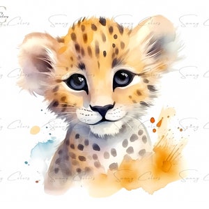 Baby Animals Clipart PNG Bundle - 15 Transparent Watercolor Animal ...