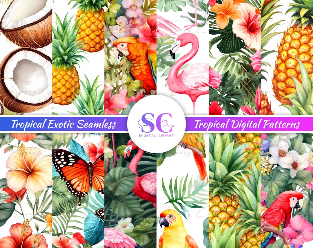 Tropical Exotic Seamless Patterns Digital Printable Textile Design ...