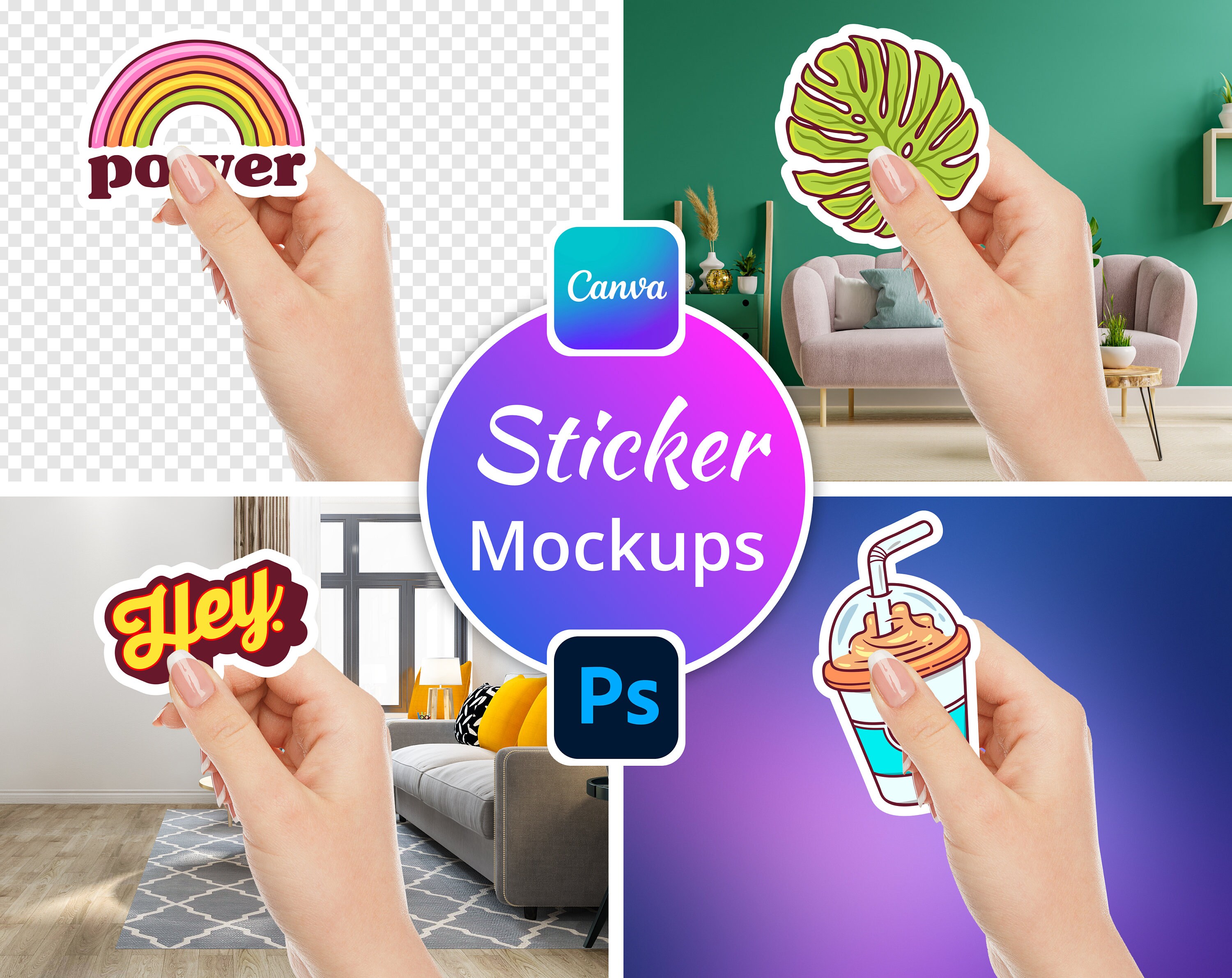 Sticker Mockup Bundle Laptop Mock up Sticker Mockup Hand - Etsy