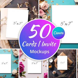 50 Invitation Mockups, Card Mockup Bundle, 5x7 Mockups, Invite Mockup ...