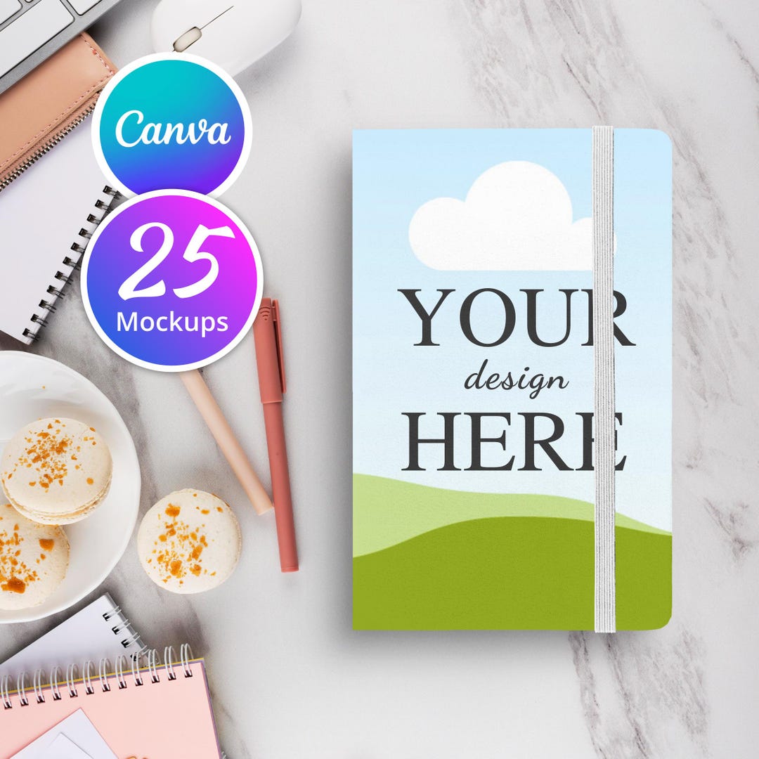 Canva Notebook Cover Mockup Bundle, Canva Template Link Mock Up, Edit ...