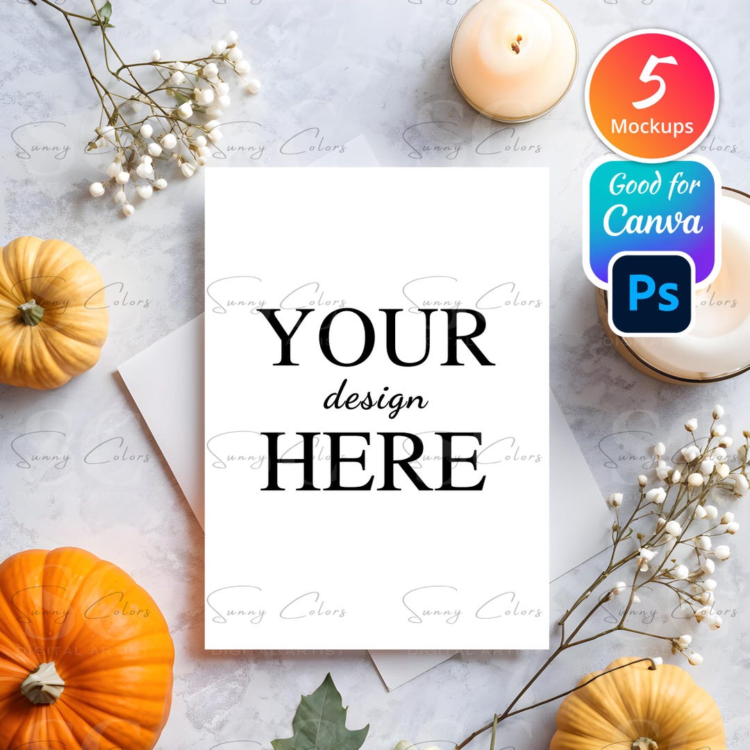 Thanksgiving Day Invitations and Cards Mockups Bundle, Card Mockup ...