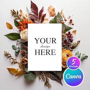 Invitation Boho Mockups Bundle, Card Mockup Bundle, 5x7 Mockups, Fall ...