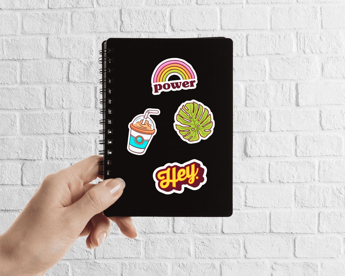 Sticker Mockup + Backgrounds, Notebook Sticker Mockup Psd, Sticker ...