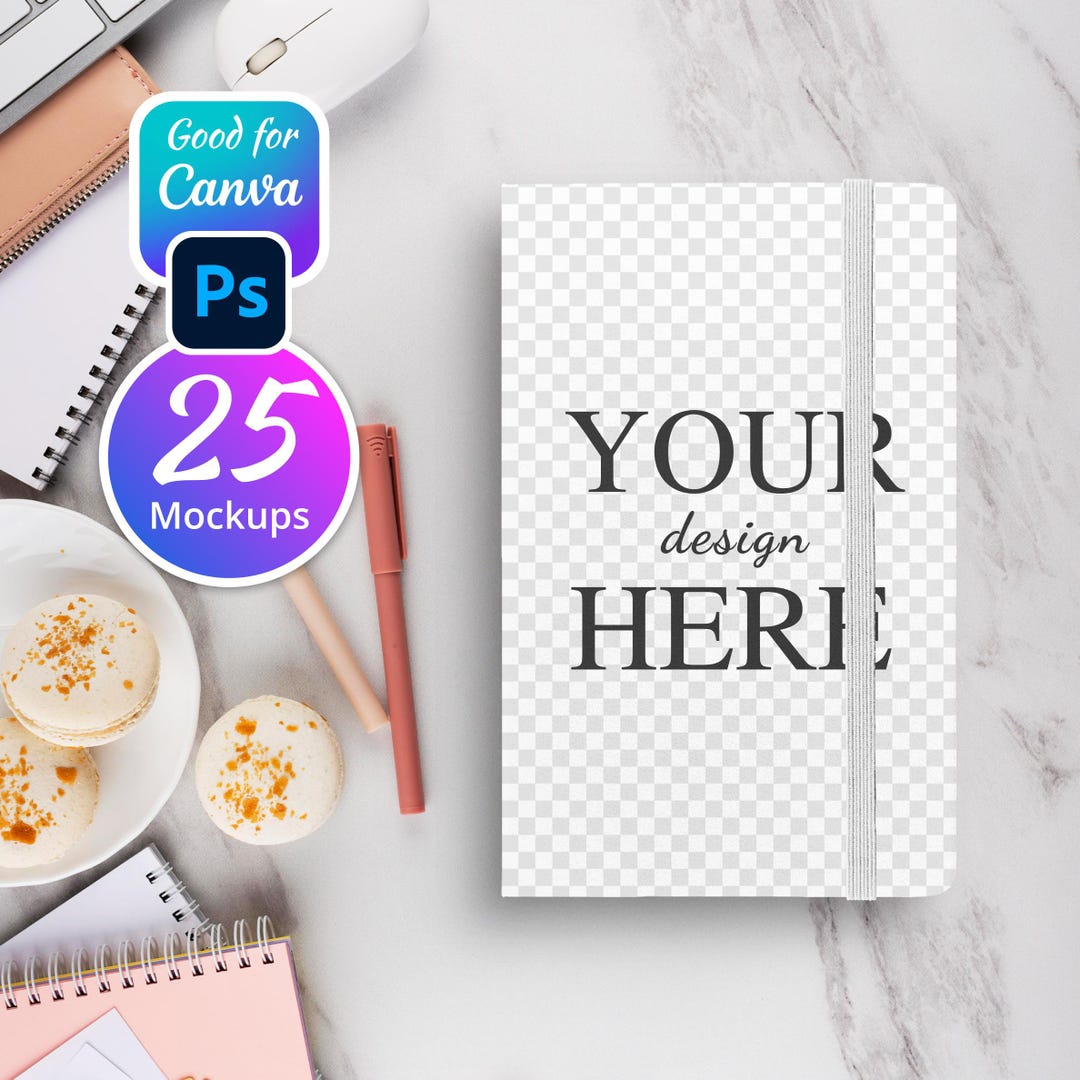 PNG Notebook Mockup Bundle, 25 Transparent Background Mock Up, Edit in ...