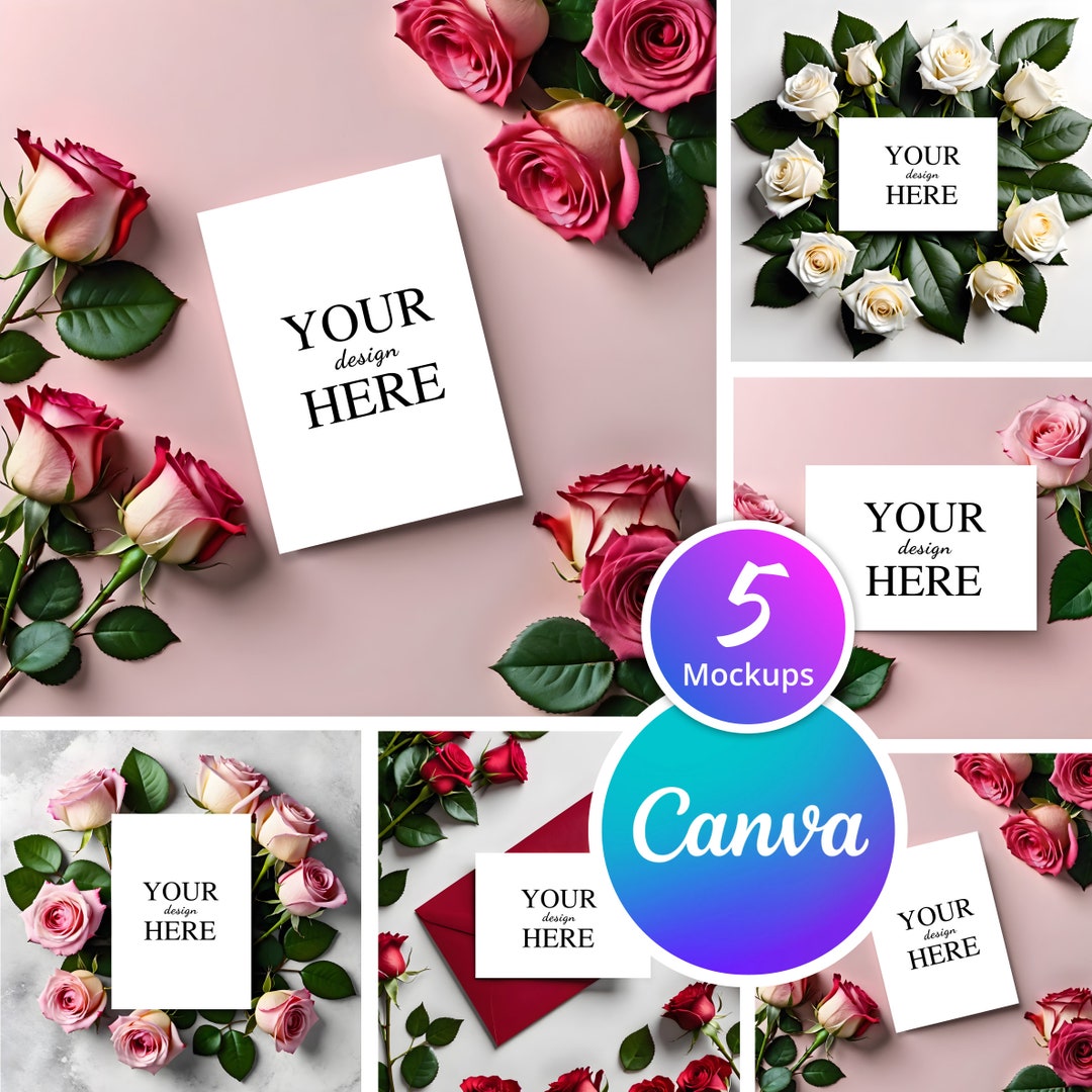 5 Invitation Mockups, Card Mockup Bundle, 5x7 Mockups, Invite Mockup ...