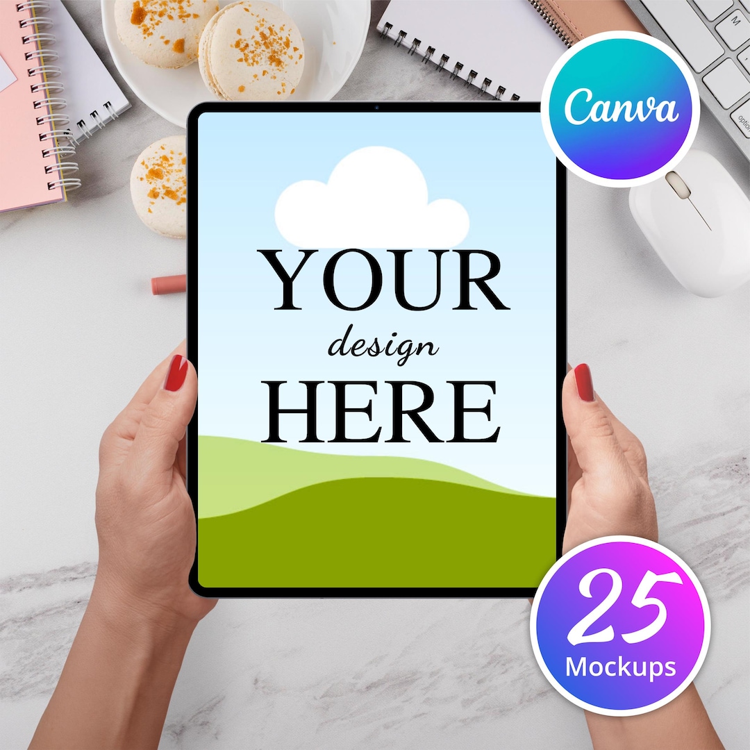 IPad in Hands Mockup Bundle, Canva Template Mock Up, Edit in Canva ...